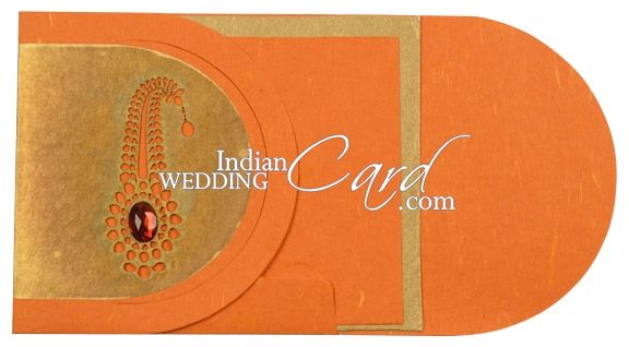 D-3528, Orange Color, Handmade Paper, Small Size Cards, Light Weight ...
