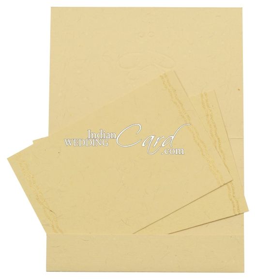 D-4464, Beige Color, Handmade Paper, Hindu Cards.