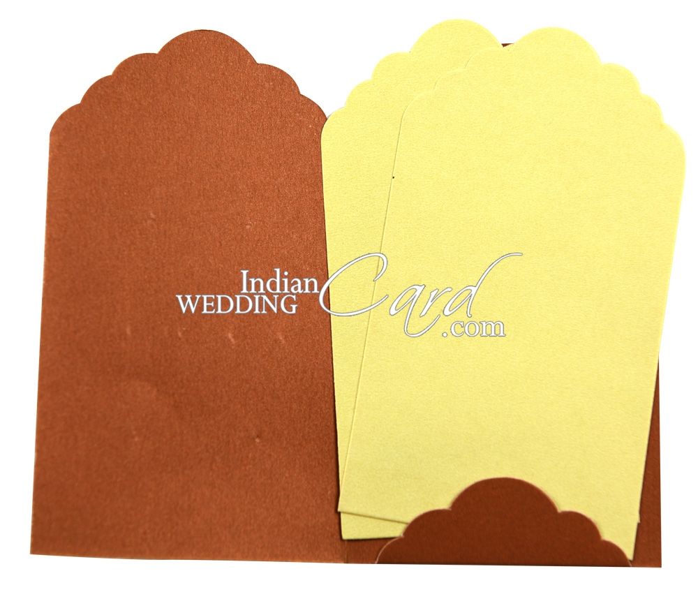 D-4634, Brown Color, Shimmery Finish Paper, Small Size Cards.