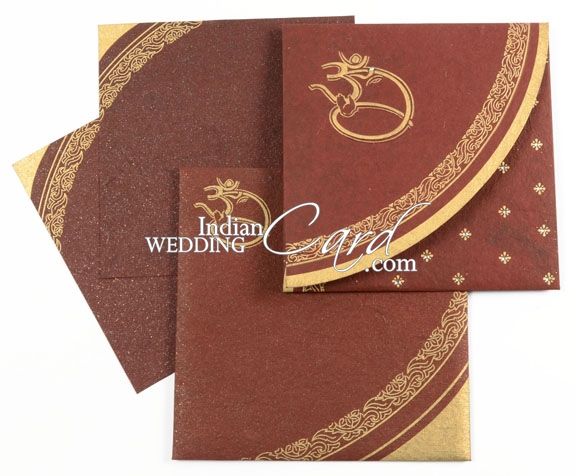 D-4703, Maroon Color, Handmade Paper, Hindu Cards.