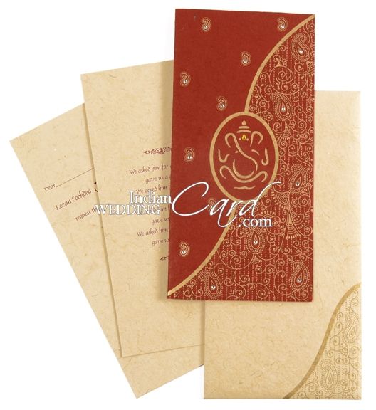 D-4724, Red Color, Handmade Paper, Hindu Cards.