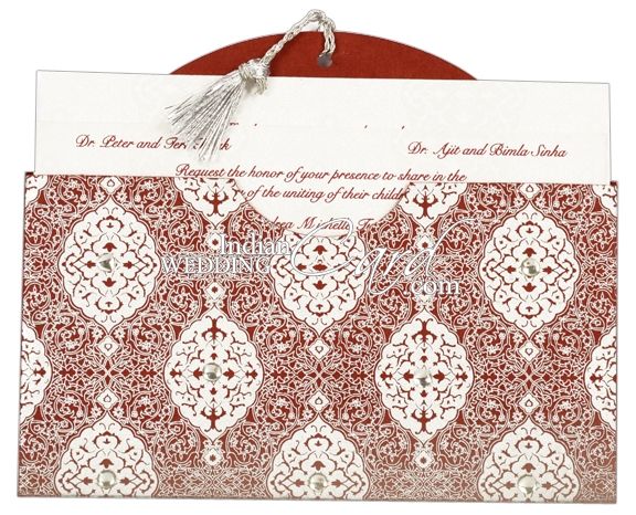 D-4755, Red Color, Small Size Cards, Designer Multifaith Invitations.