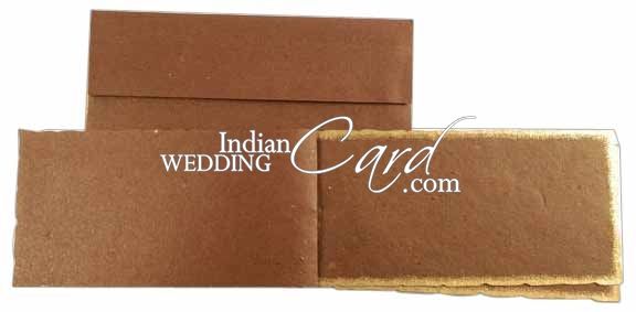 D-4964, Brown Color, Handmade Paper, Laser Cut Cards, Hindu Cards.