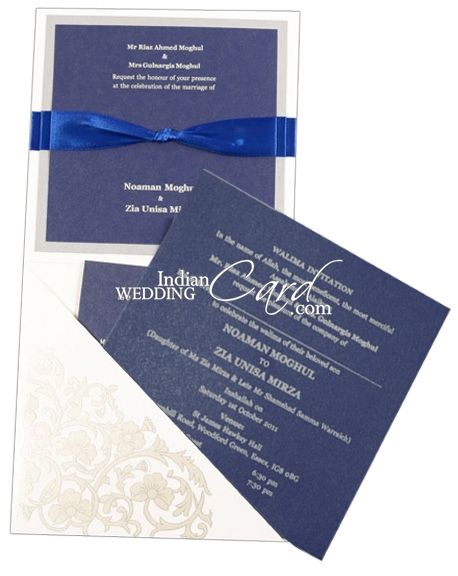 D-4983, White Color, Shimmery Finish Paper, Ribbon Layered Cards ...