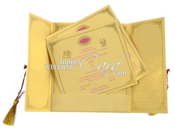 D-4996, Pink Color, Shimmery Finish Paper, Designer Multifaith Invitations.
