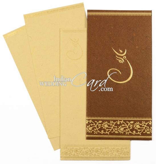 D-5126, Brown Color, Handmade Paper, Hindu Cards.