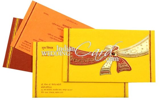 D-5362, Yellow Color, Handmade Paper, Hindu Cards.