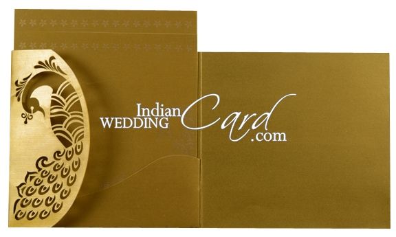 D-5554, Gold Color, Shimmery Finish Paper, Laser Cut Cards, Designer ...