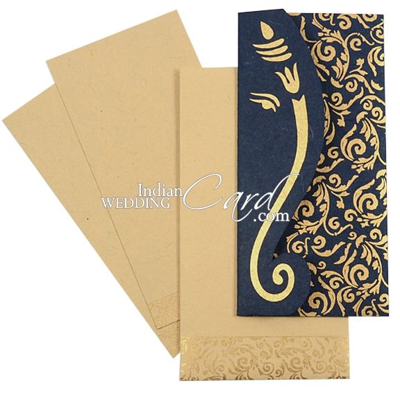 D-5715, Blue Color, Handmade Paper, Hindu Cards.