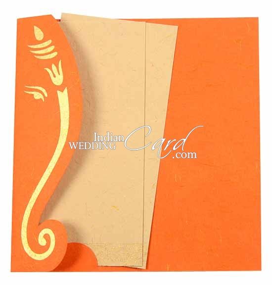 D-5716, Orange Color, Handmade Paper, Hindu Cards.