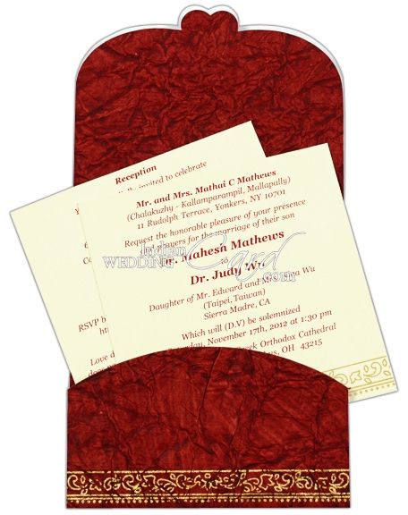 D-6001, Red Color, Small Size Cards, Designer Multifaith Invitations.