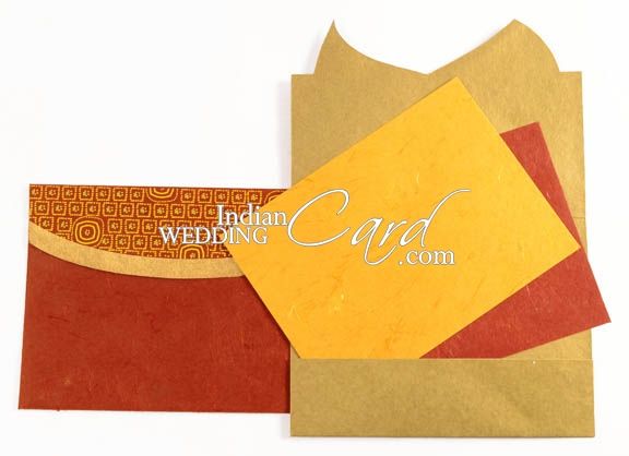 D-613, Gold Color, Handmade Paper, Odd Shape Cards.