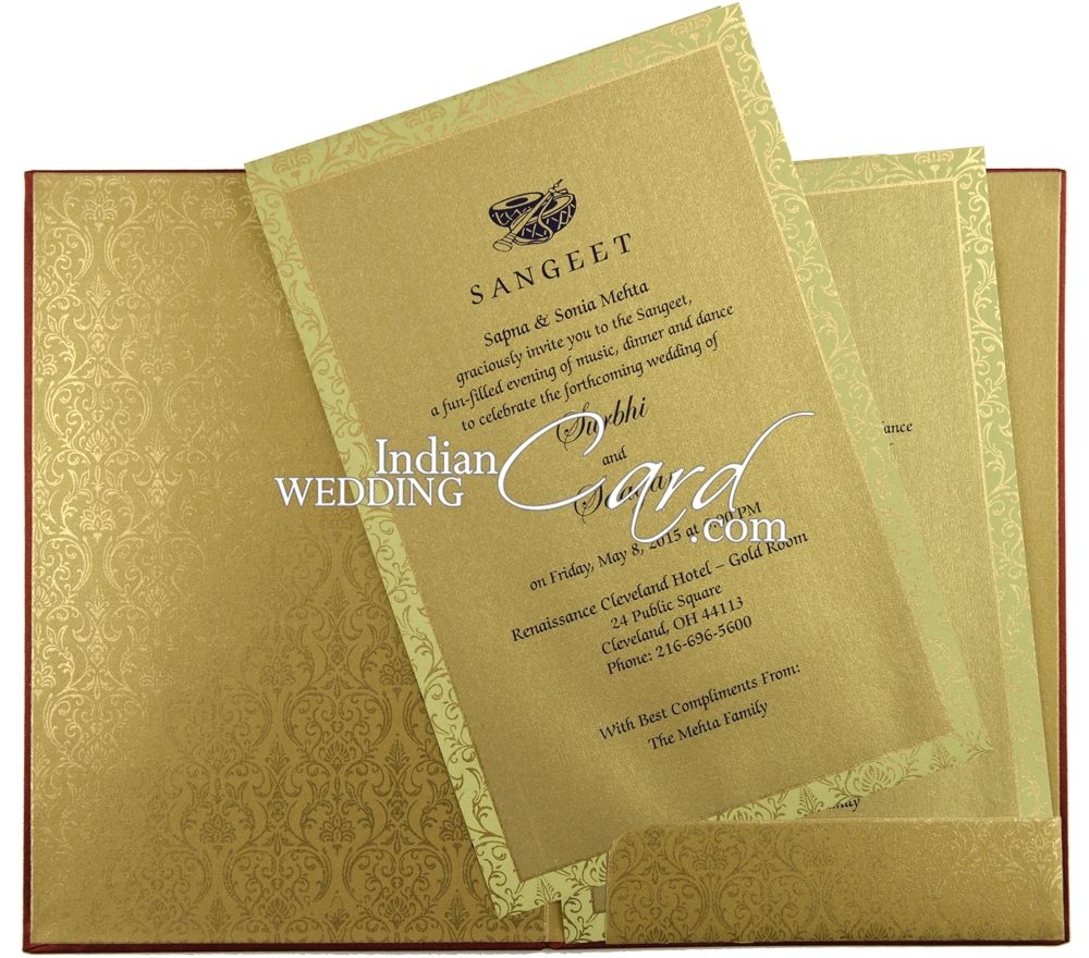 D-6871, Red Color, Shimmery Finish Paper, Hindu Cards.