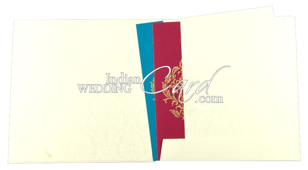 D-6874, White Color, Hindu Cards, Card with Rhinestones.