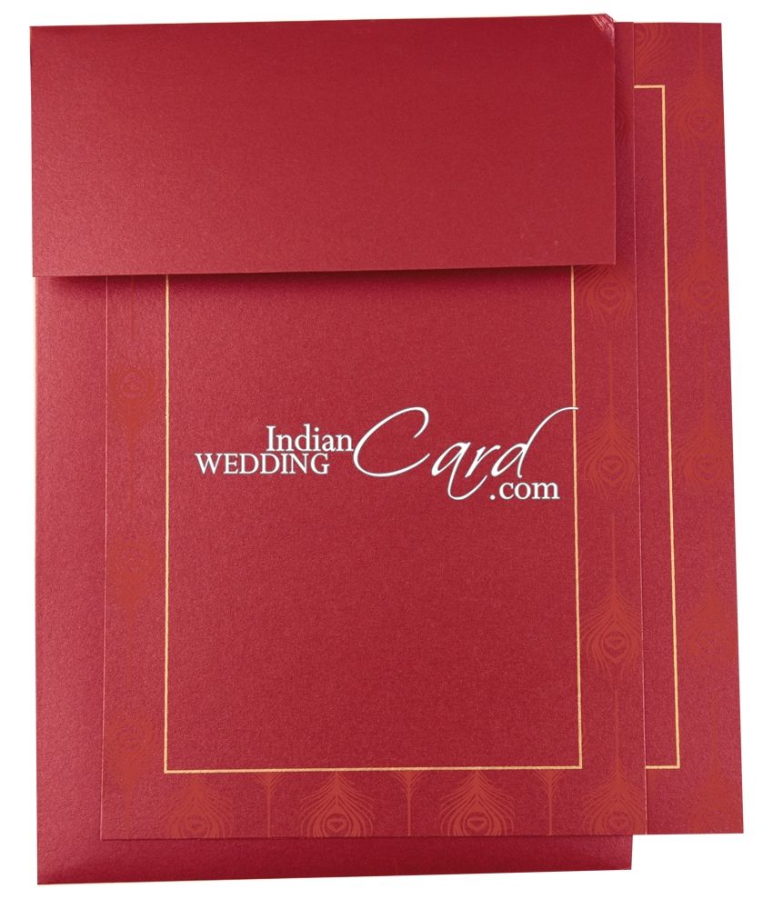 Red colored “Morpankh - Peacock feather” theme laser cut wedding card ...