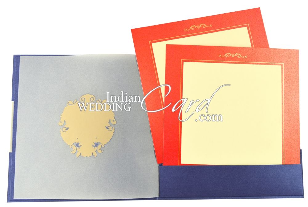 D-7309, Blue Color, Shimmery Finish Paper, Ribbon Layered Cards, Muslim ...