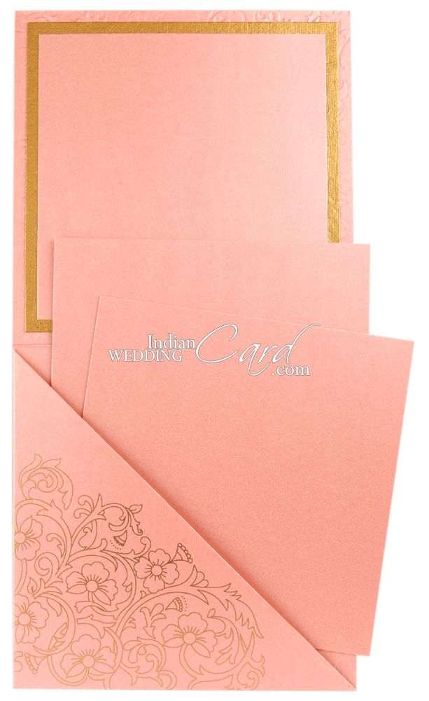 Light pink shimmer Self-embossed Floral theme Muslim wedding card - D-7562