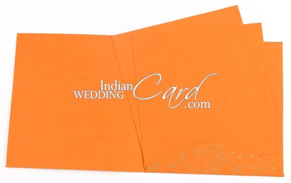 D-771, Orange Color, Handmade Paper, Hindu Cards.