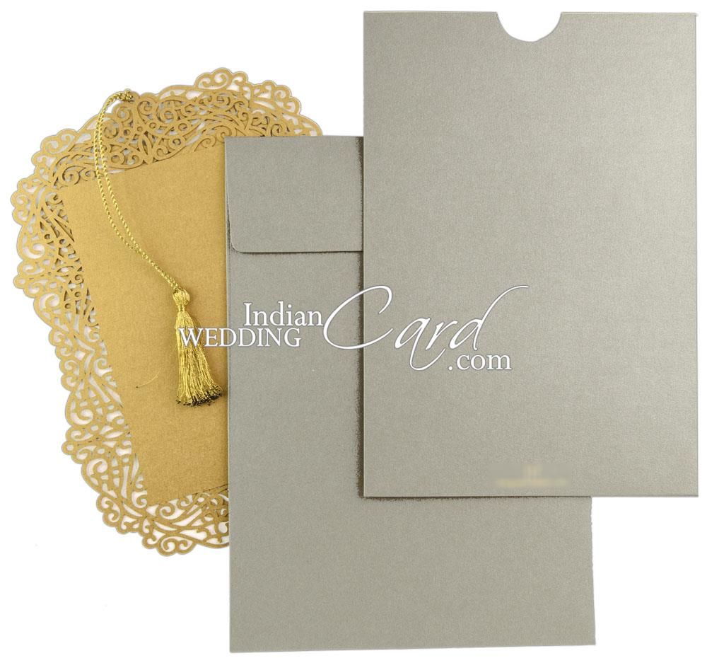 D-7728, Grey Color, Shimmery Finish Paper, Laser Cut Cards, Designer ...