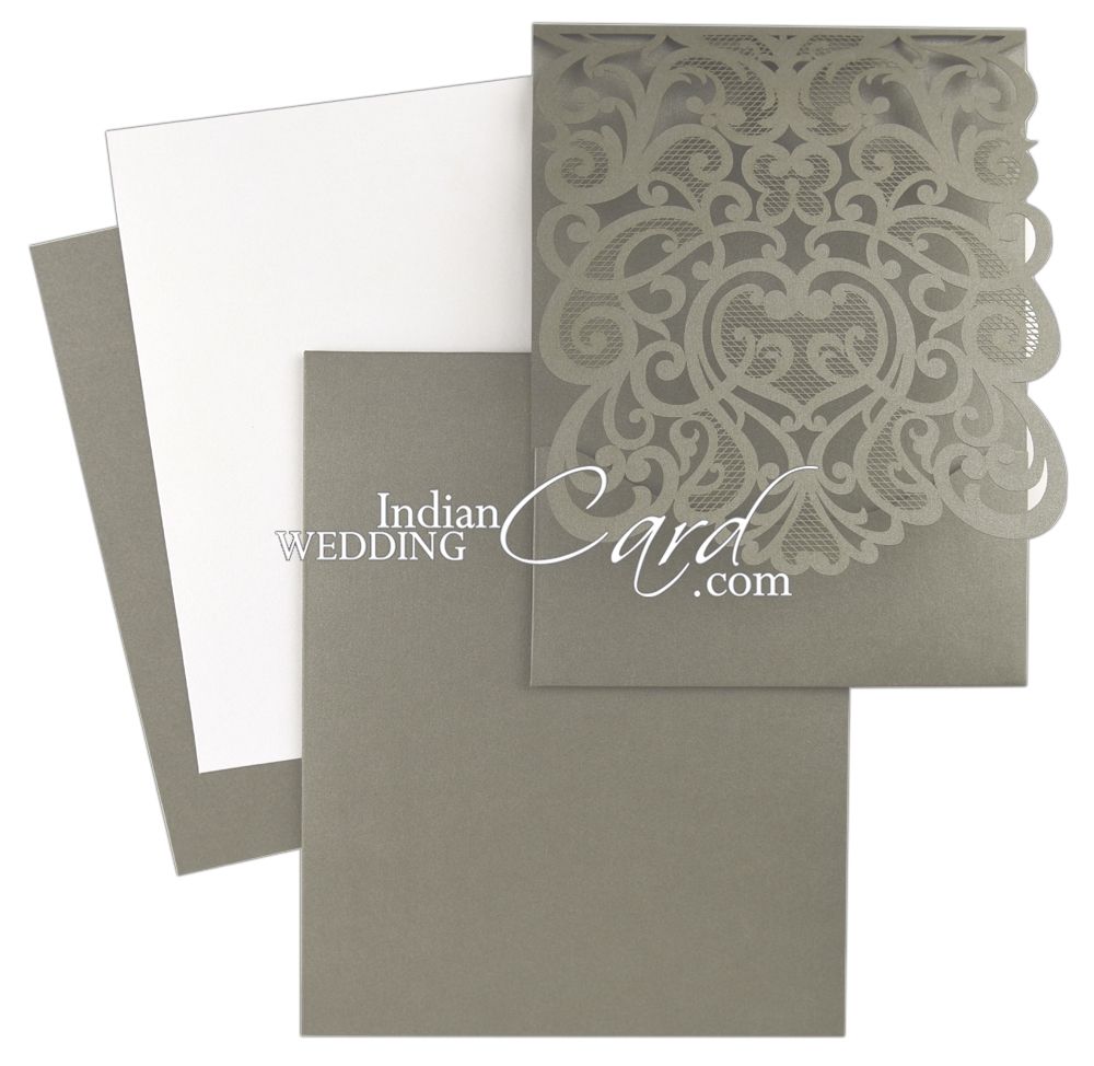 Grey shimmer docket style Intricate Jali Laser cut high end Wedding ...