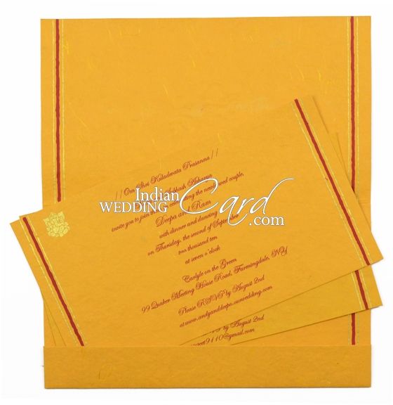 D-83, Orange Color, Handmade Paper, Hindu Cards.