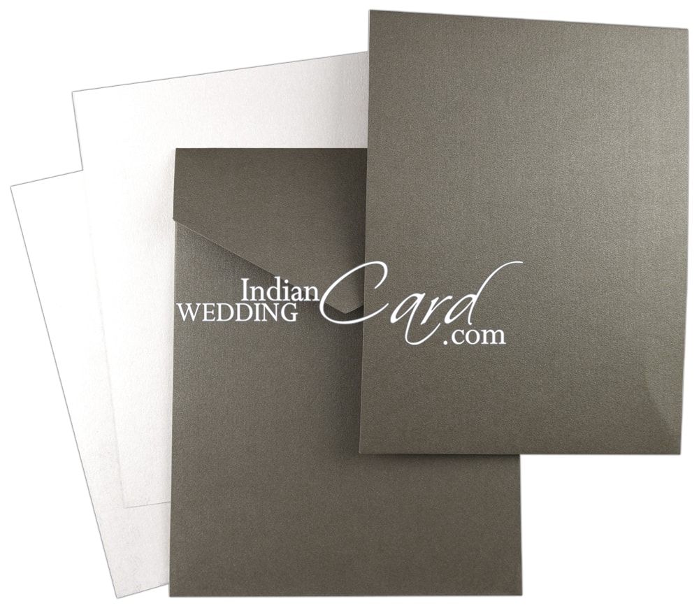 Grey shimmer floral pattern laser cut wedding card - D-8406