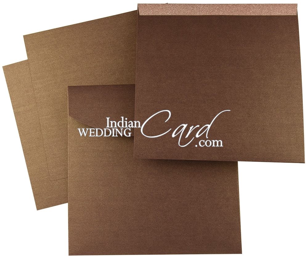 Bronze colored “Ganesha” theme laser cut wedding card - D-8488