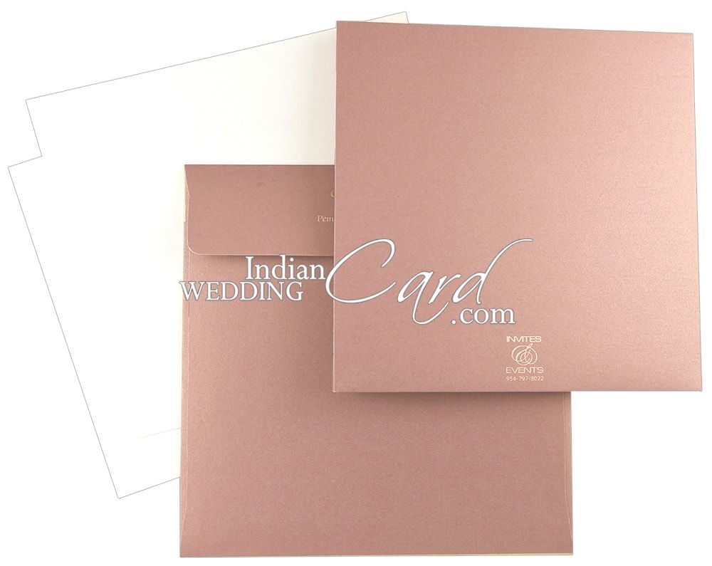 Dusky pink color floral theme wedding card - D-8525