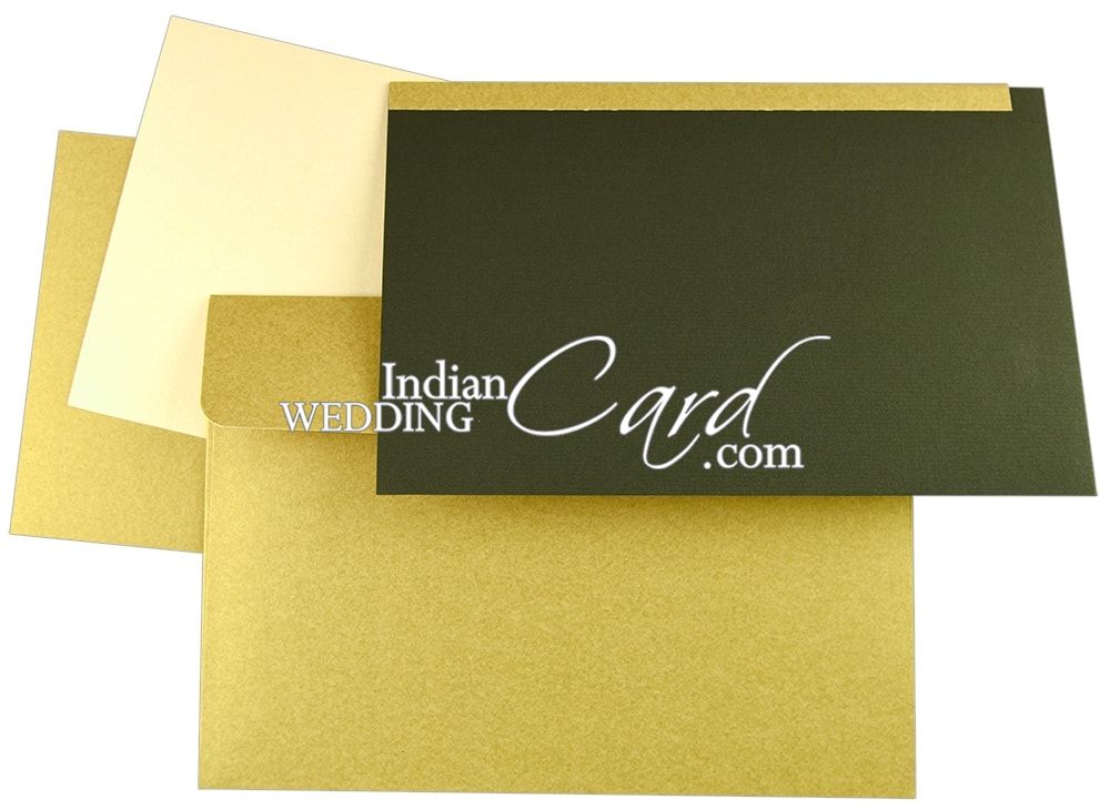 Gold Shimmer paper docket Style Sikh Wedding Card - D-8582