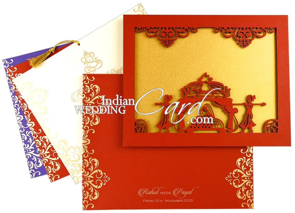 Photo Frame style Doli theme wedding card with Gift in laser cutting ...