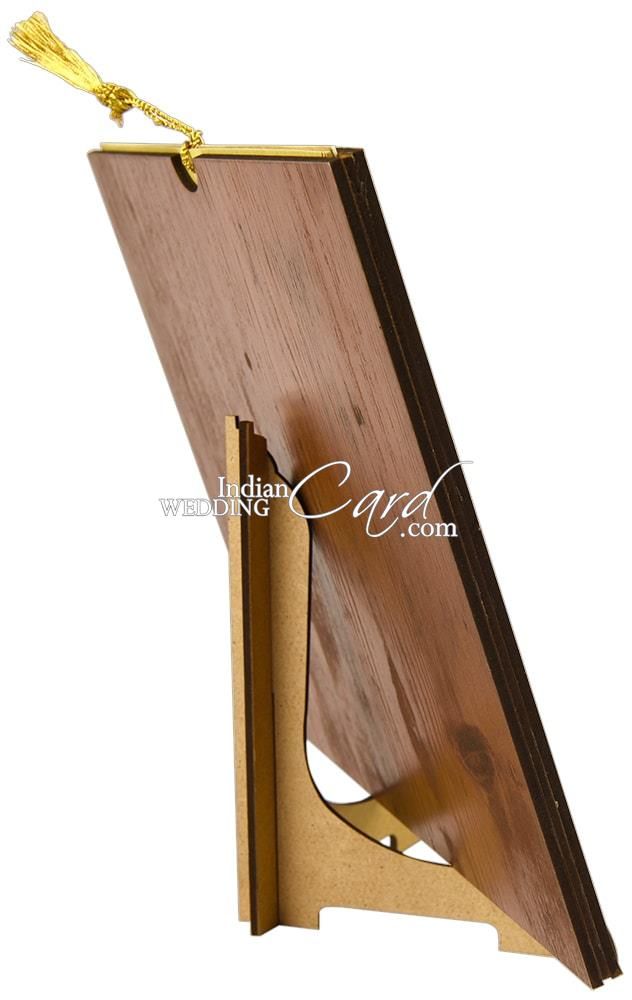 Wooden Textured Photo Frame style Doli theme wedding card with Gift in ...