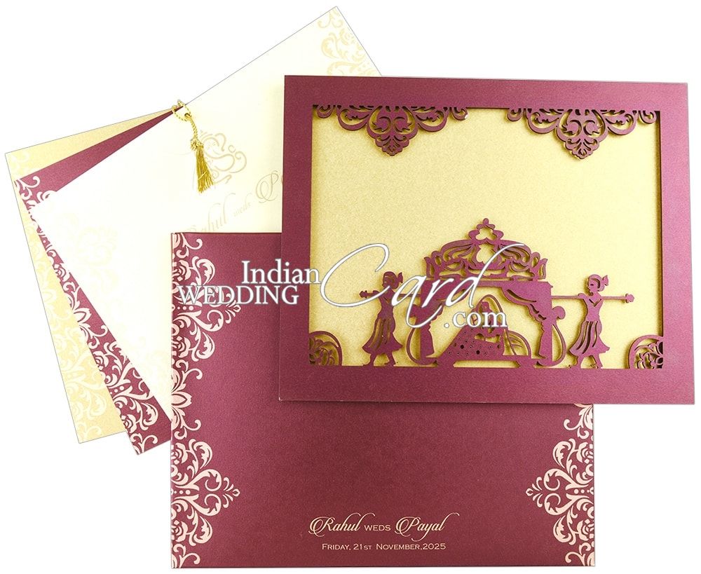 Photo Frame style Doli theme wedding card with Gift in laser cutting ...