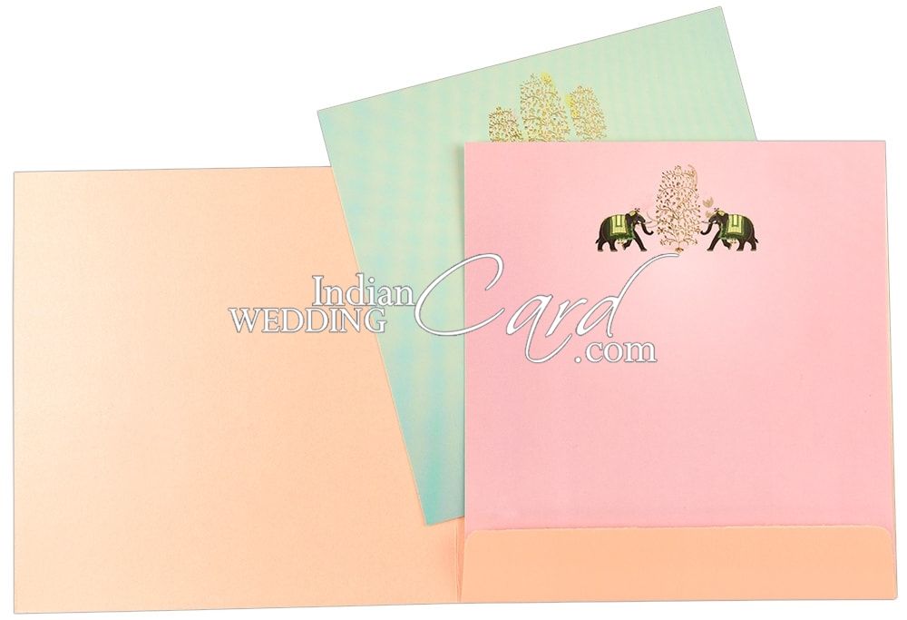 Multi-color offset printed Floral design wedding card on peach color ...
