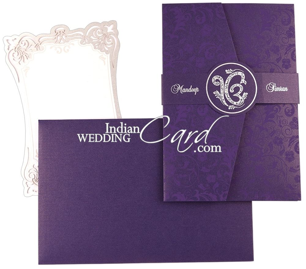 Pocket fold Invitation Card with Band and Laser cut inserts - D-8644