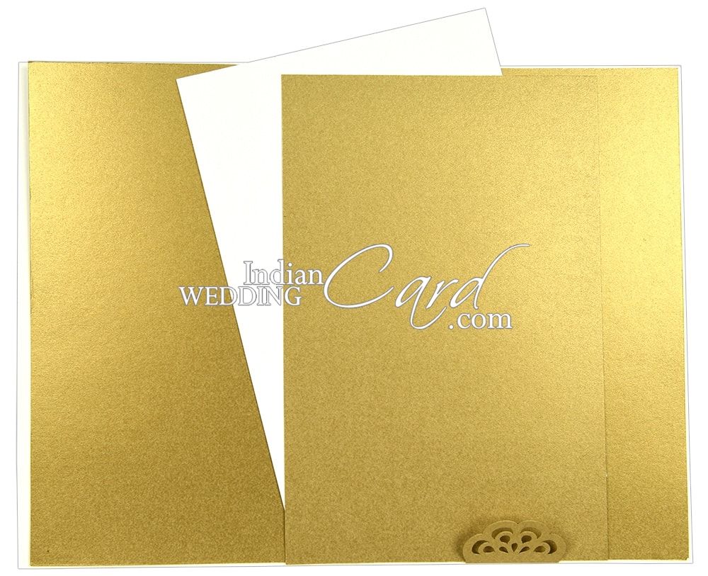 Off-white textured beautiful floral Laser Cut Wedding Card - D-8751