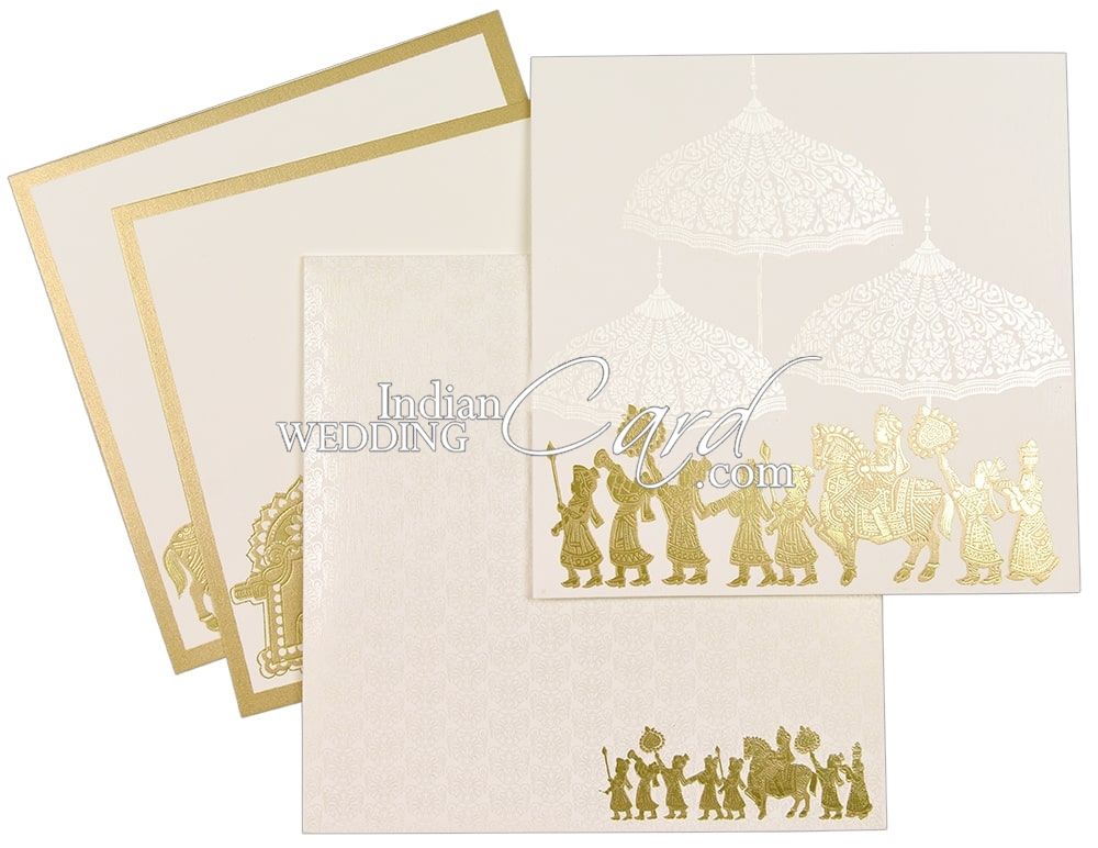 D-8772, Cream Color, Hindu Wedding Cards, Hindu Wedding Invitations ...