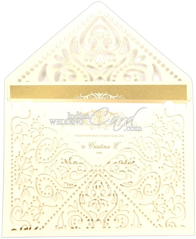 Laser Cut Envelope Wedding Invitation on Cream textured paper - D-8822