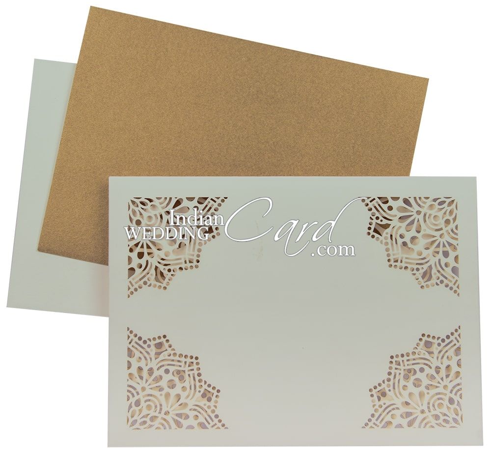 Laser Cut Envelope Wedding Invitation on Cream textured paper - D-8846