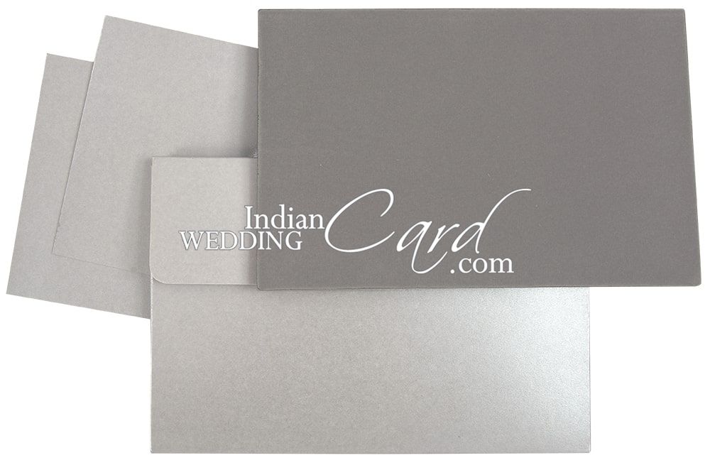 Grey velvet fabric thick wedding card - D-8862