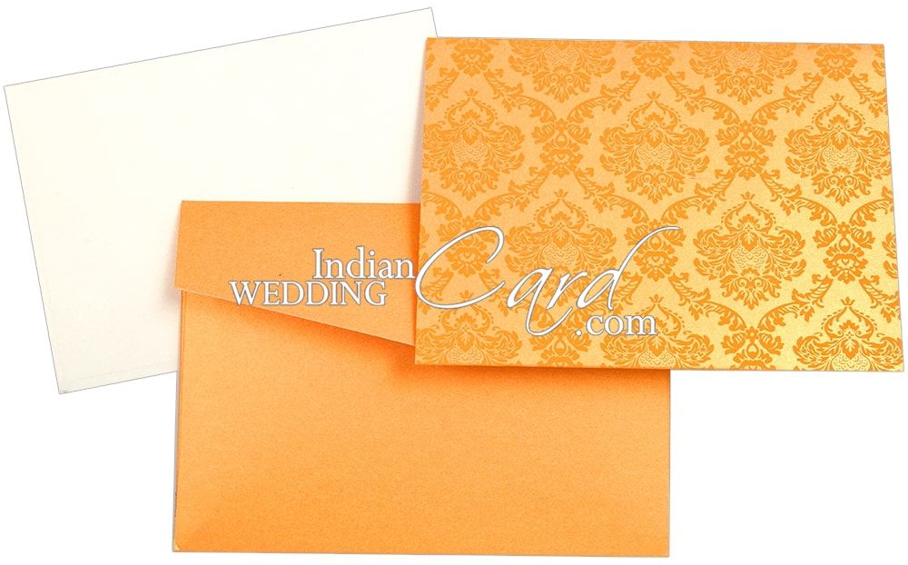 Yellow color pocket-fold style Hindu wedding card - D-8983