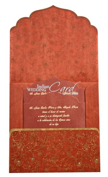 D-917, Brown Color, Light Weight Cards, Designer Multifaith Invitations.