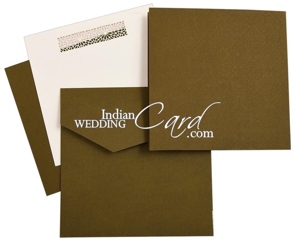 Brown color laser cut Ik Onkar theme wedding card - D-9237