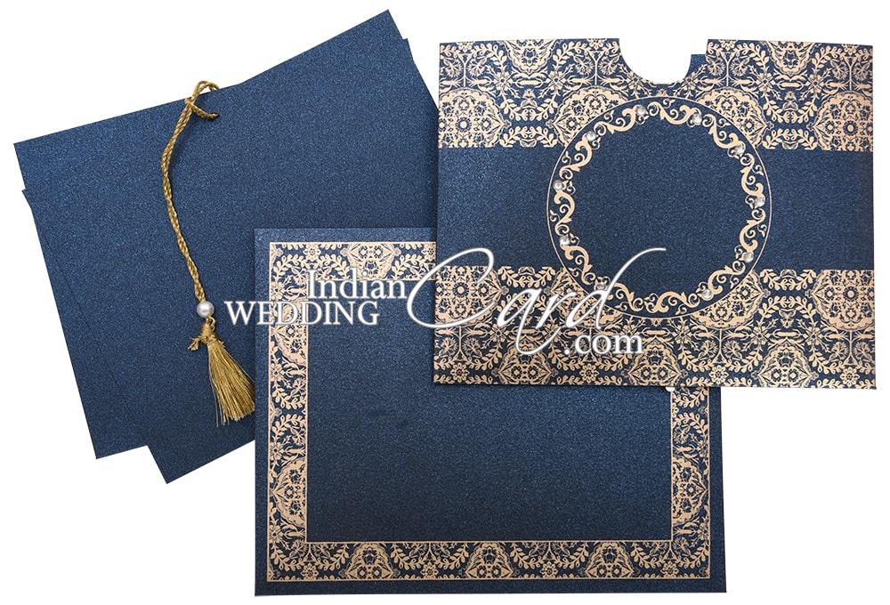 D-9367, Blue Color, Shimmery Finish Paper, Small Size Cards, Light ...