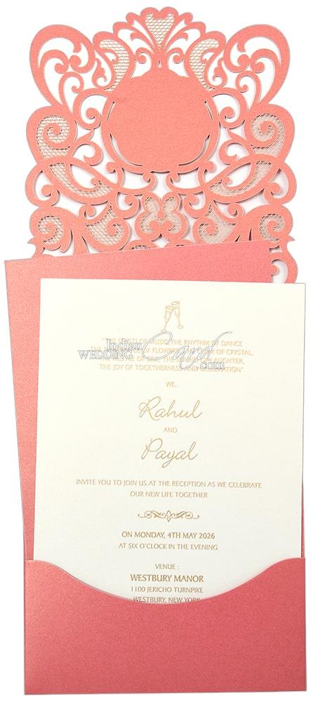 Rouge pink color docket style intricate Jali laser cut Sikh wedding ...