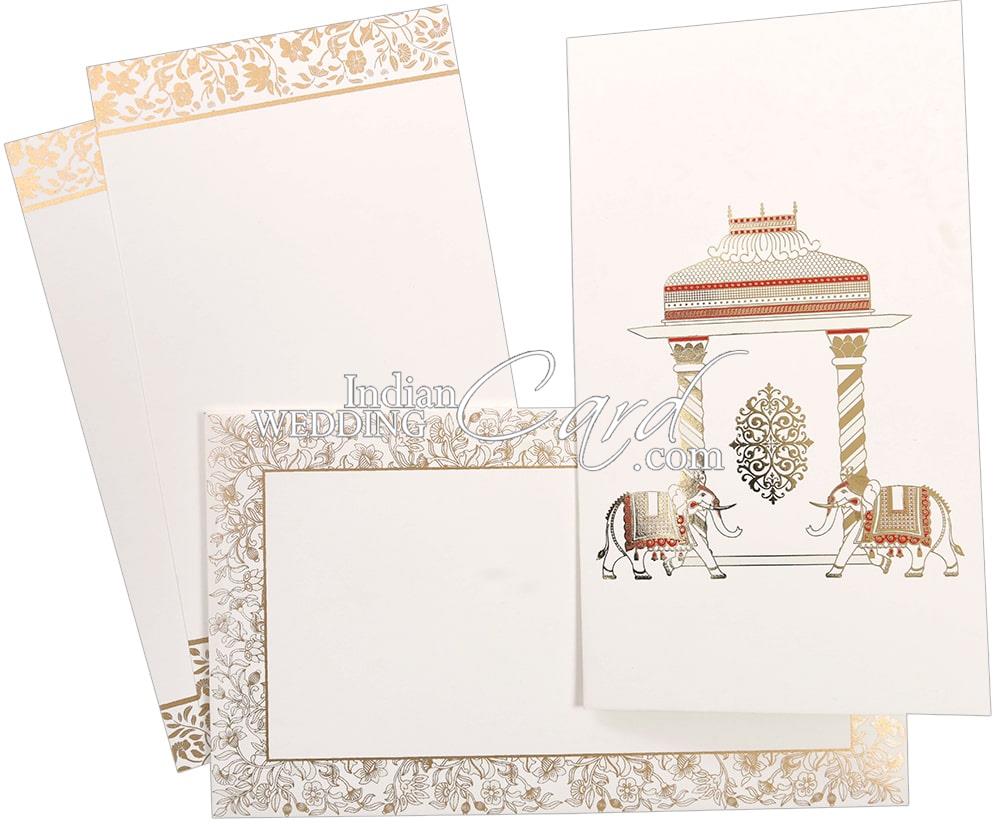 D-9594, White Color, Hindu Wedding Cards, Hindu Wedding Invitations ...