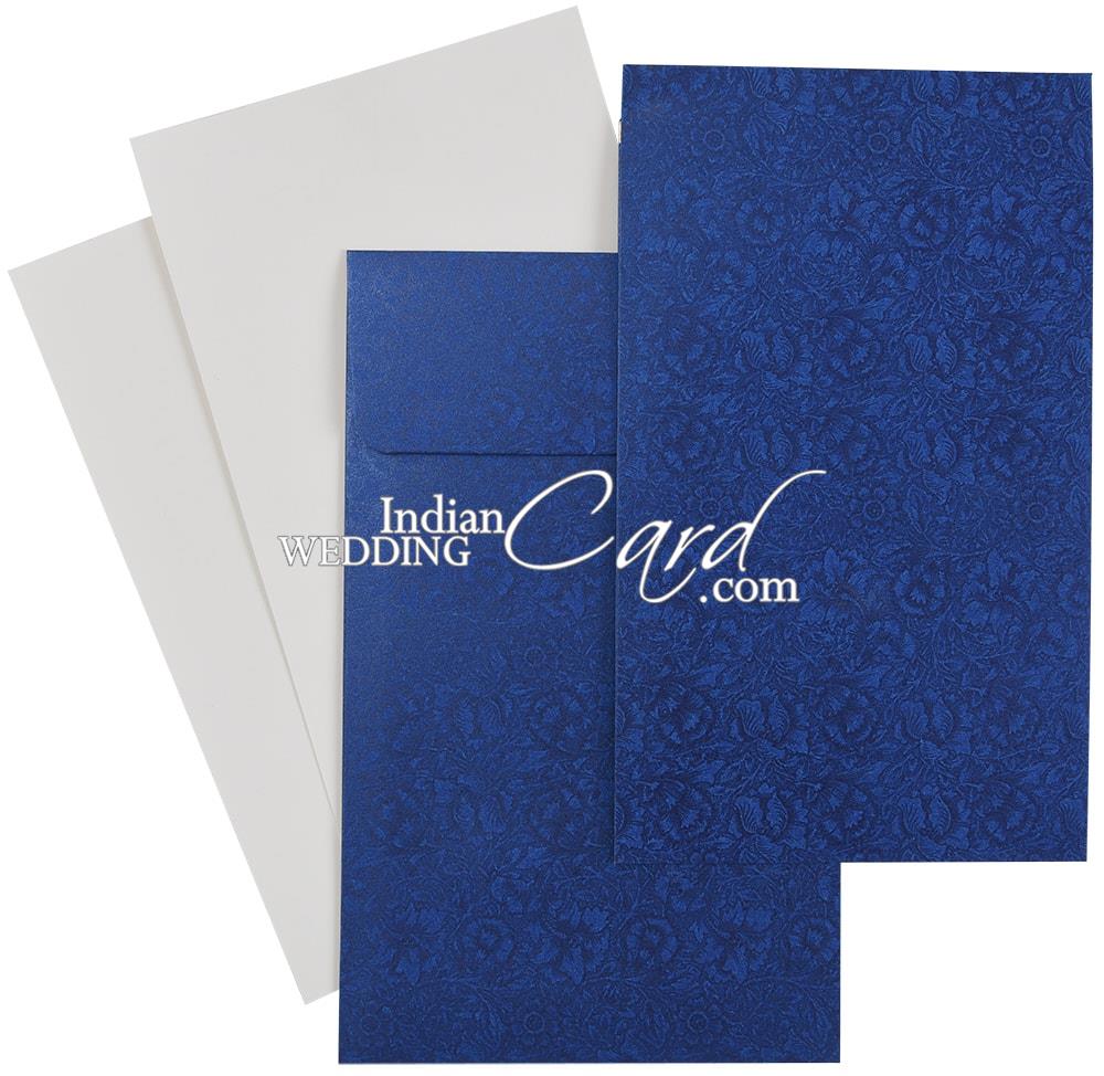 D-9736, Blue Color, Shimmery Finish Paper, Designer Multifaith Invitations.