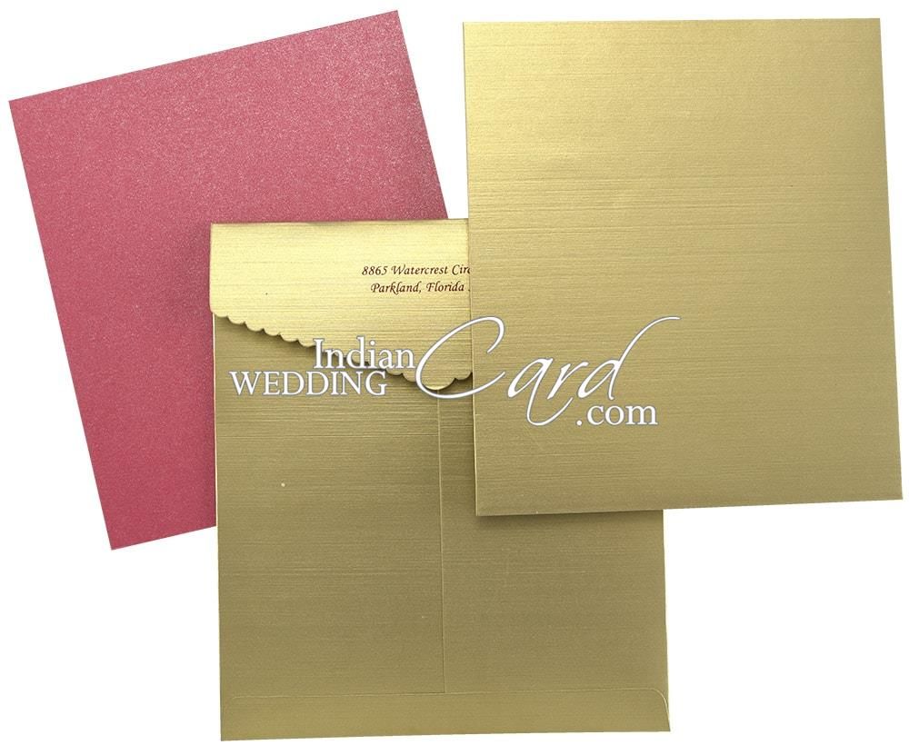 D-9811, Gold Color, Shimmery Finish Paper, Laser Cut Cards, Designer ...