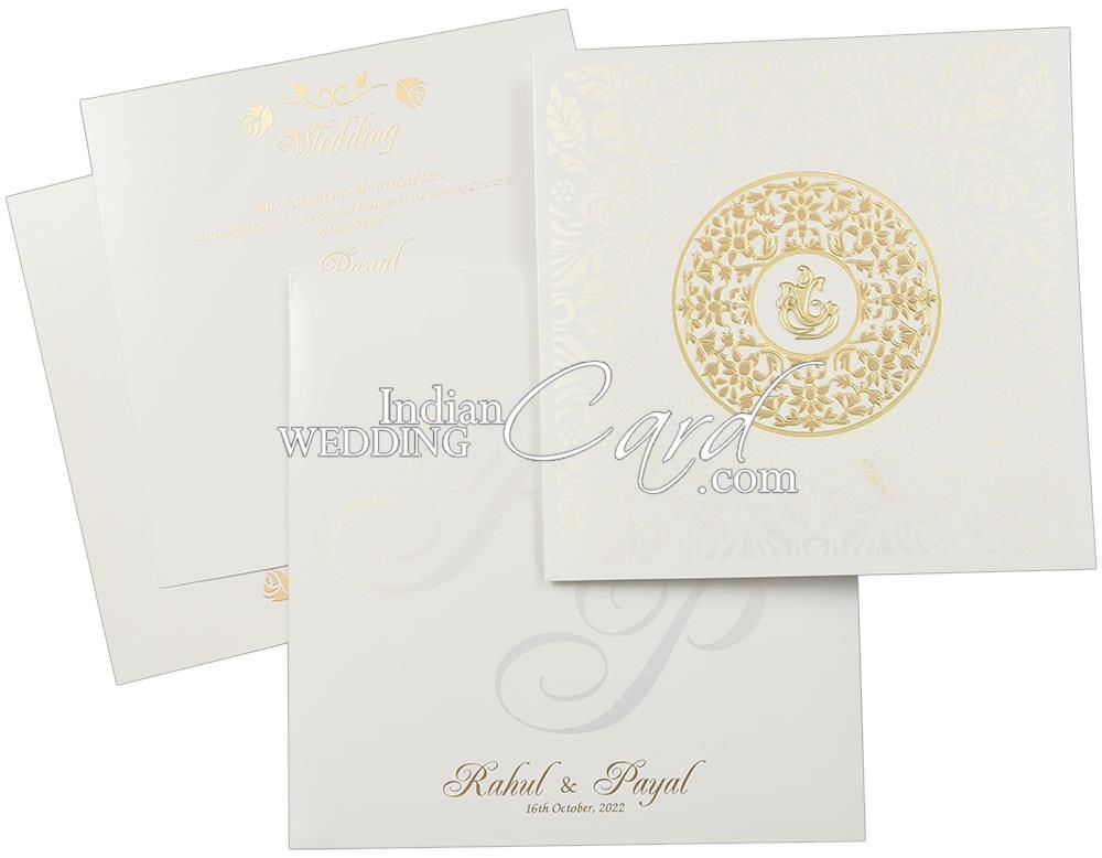 D-9861, White Color, Hindu Wedding Cards, Hindu Wedding Invitations ...