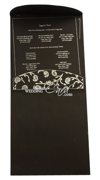 D-999, Black Color, Designer Multifaith Invitations, Card with Rhinestones.