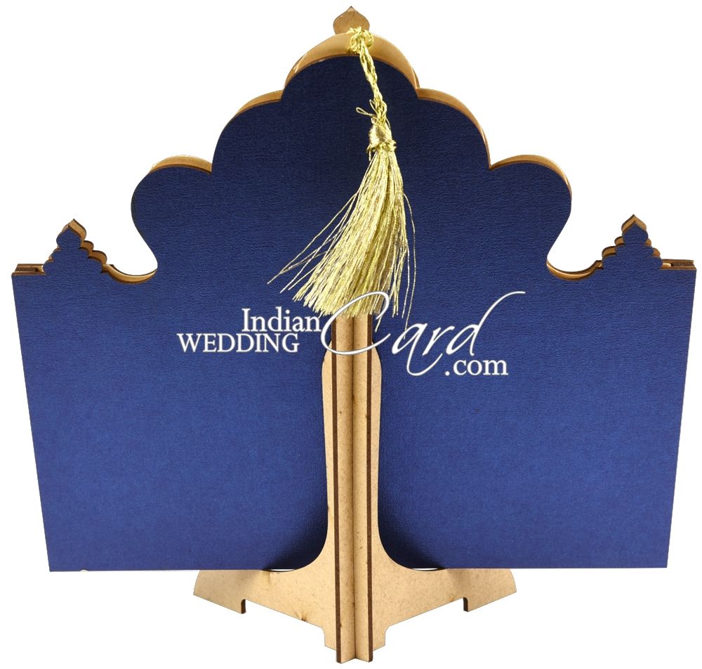 IWLV32, Blue Color, Shimmery Finish Paper, Laser Cut Cards.